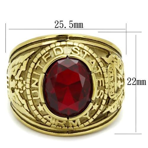 US Army Gold Plated Stainless Steel Red Crystal Mens Ring TK316 | eBay